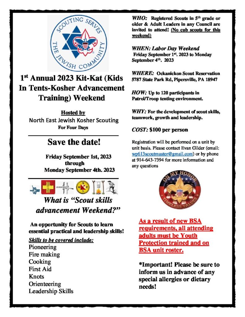 2023 Labor Day Kit Kat Flyer – The National Jewish Committee on Scouting