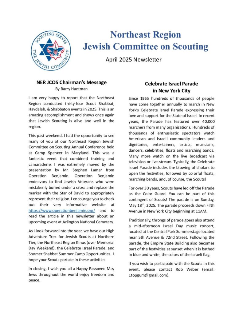 2025-04 NERJCOS Newsletter – The National Jewish Committee on Scouting