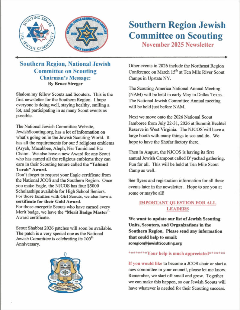 Southern Region Newsletter Nov 2025 Cover – The National Jewish ...